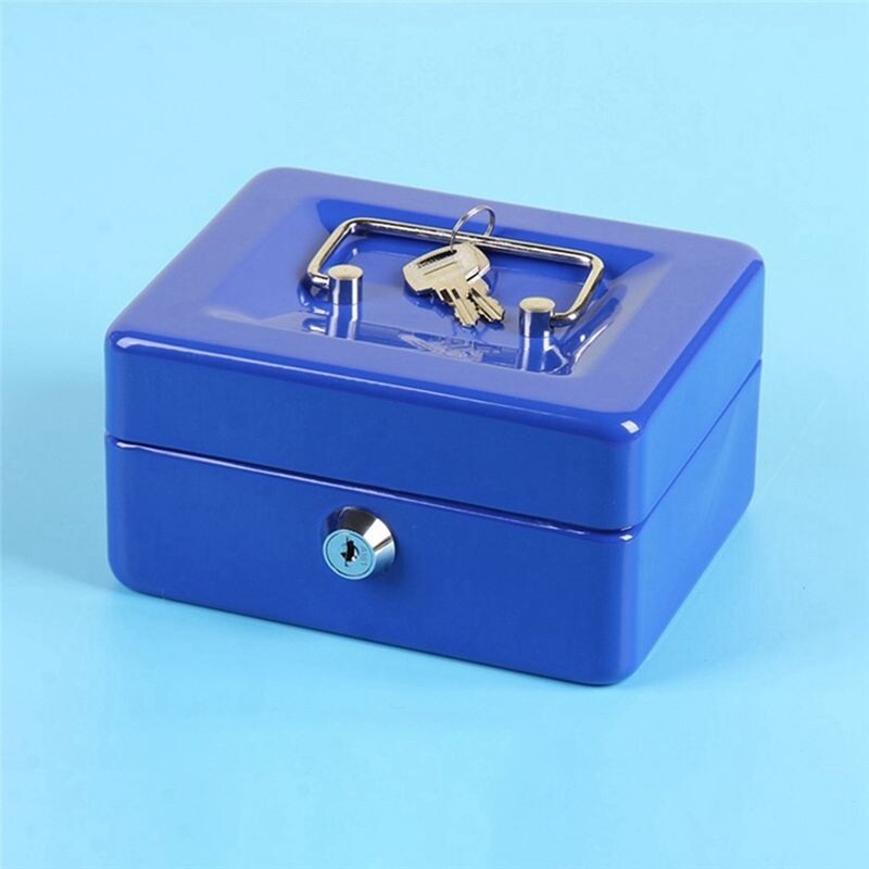 Petty Cash Box Lockable Security Money Safe Box with Lock Slot -Metal ...