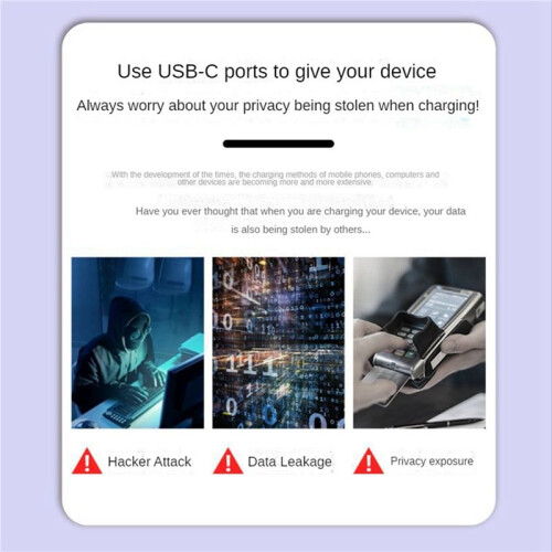 4PCS USB Type-C Data Blocker USB-C Juice Jack Adaptateur Support Charge ...