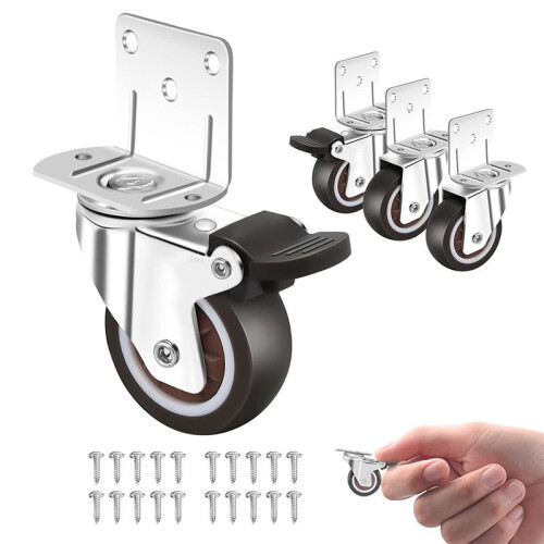 Side Mount Casters,Casters Set of 4 with Brake,L-Shape Plate Small ...