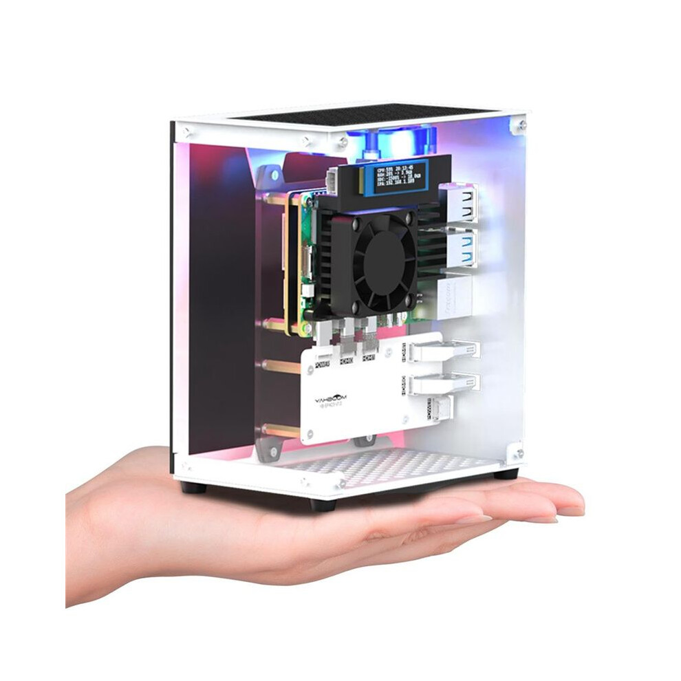 Für Raspberry Pi 5-Gehäuse, Micro-Desktop-Gehäuse mit Aktivem Kühler ...