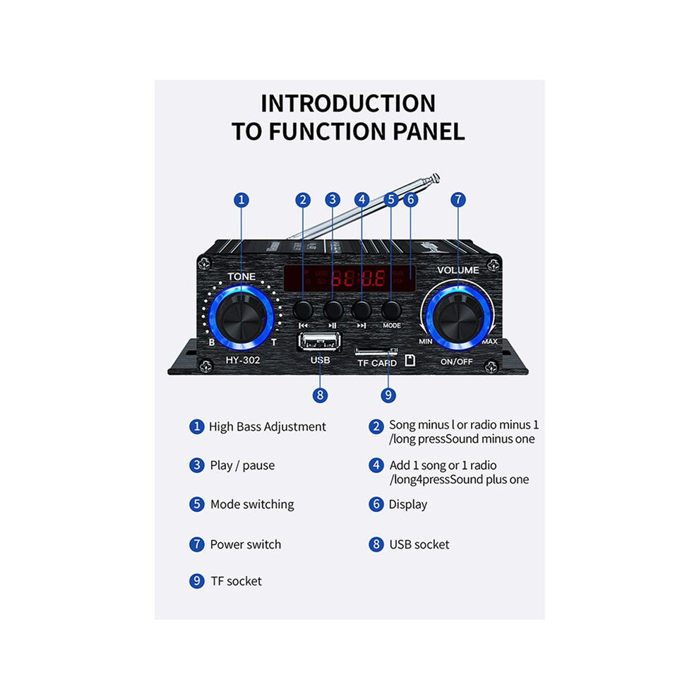 2X New Digital Amplifier 12V Home Car 2 Channel HIFI Sound Speaker FM ...