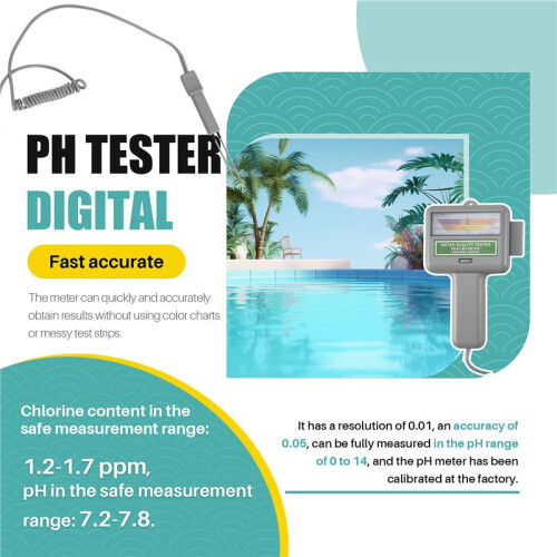 Water PH Chlorine Tester Swimming Pool Quality Spa Level Meter Analysis ...