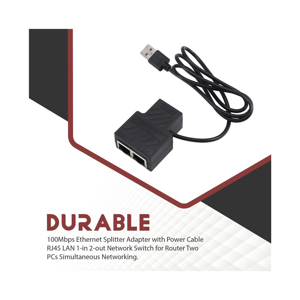 100-Mbit/S-Ethernet-Splitter-Adapter mit Stromkabel, RJ45-LAN-Anschluss ...