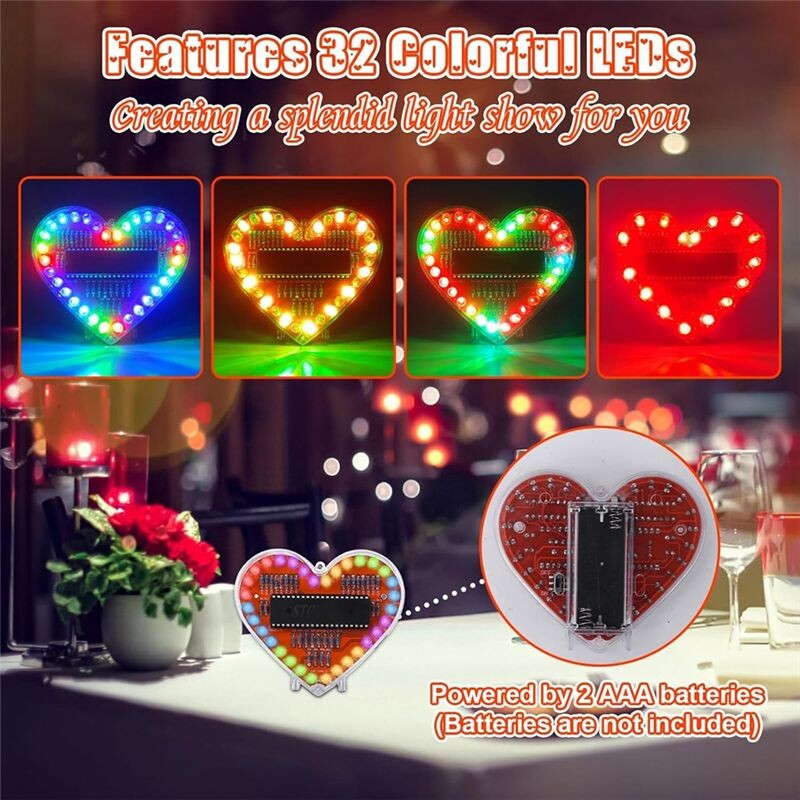 Lödövningssats, Hjärtformad LED-Ljuslödningsprojekt RGB LED DIY ...