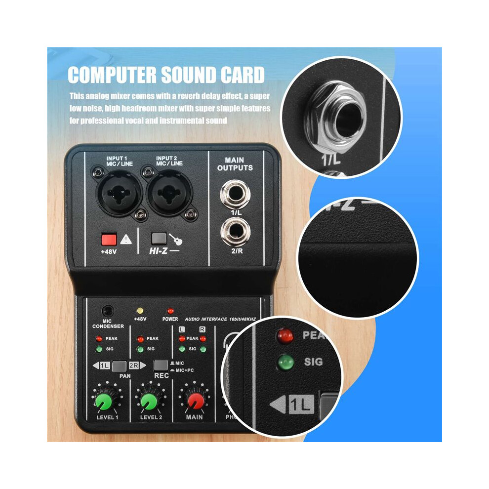 TEYUN Q-12 Sound Card Audio Mixer Sound Board Console Desk System ...