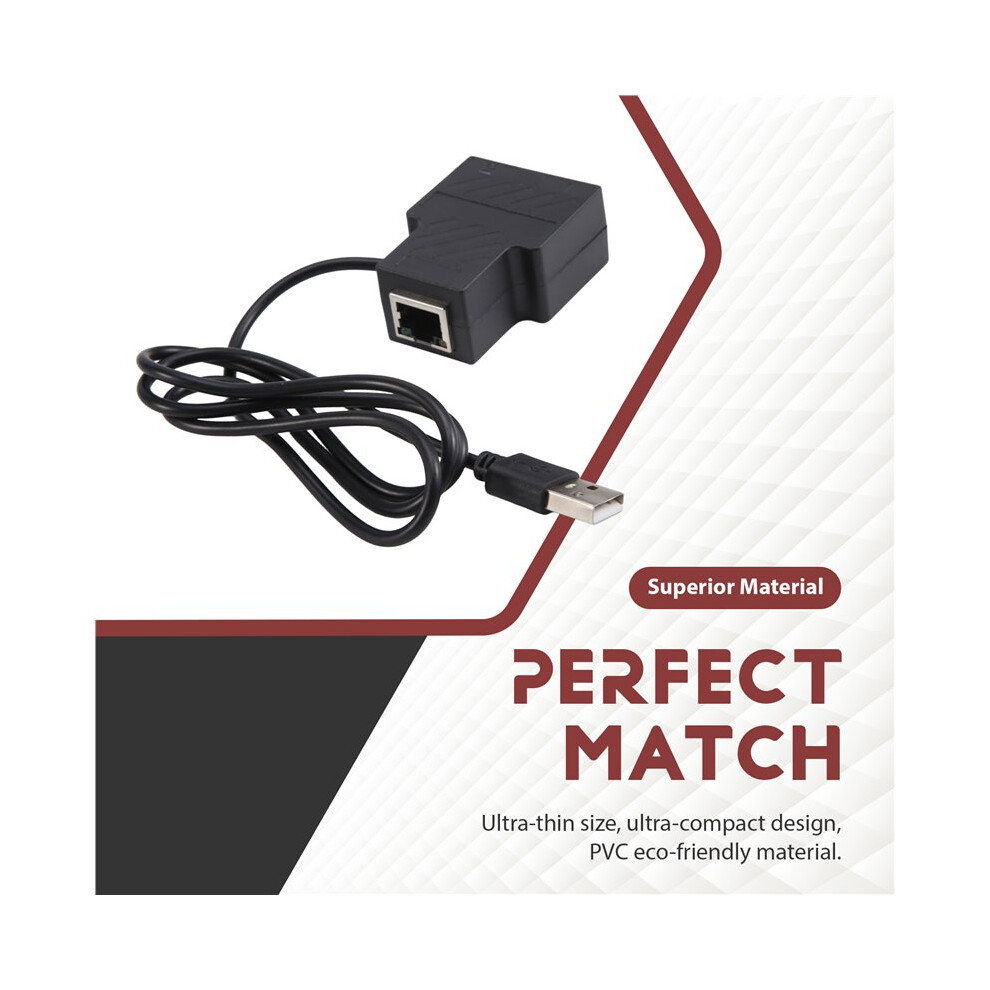 100-Mbit/S-Ethernet-Splitter-Adapter mit Stromkabel, RJ45-LAN-Anschluss ...
