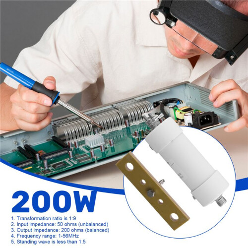 1: 9 Balun 200W Short -Wave Antenna 50 Ohm to 200 Ohm Impedance ...