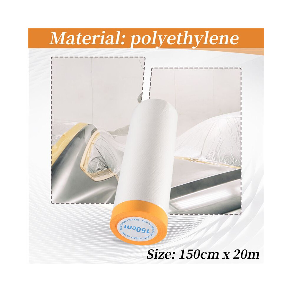 4 Rolls Clear Plastic Sheeting 4.9X 65.5 Ft Pre-Taped Masking Film Drop ...