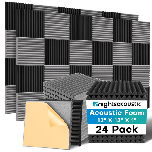 Knightsacoustic 24 Pack Sound Proof Foam Panels with Self Adhesive ...