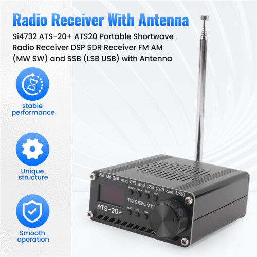 Si4732 ATS-20+ ATS20 Receptor de Radio PortáTil de Onda Corta DSP SDR ...