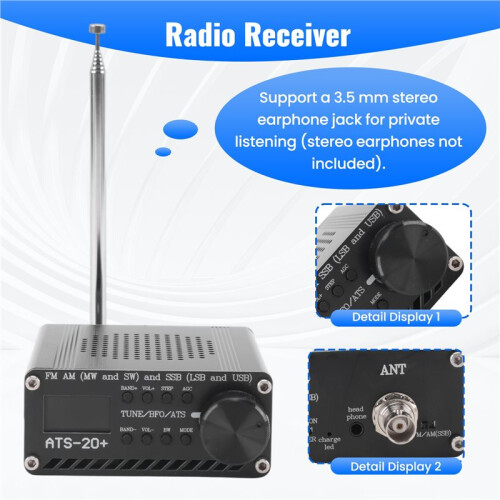 Si4732 ATS-20+ ATS20 Receptor de Radio PortáTil de Onda Corta DSP SDR ...