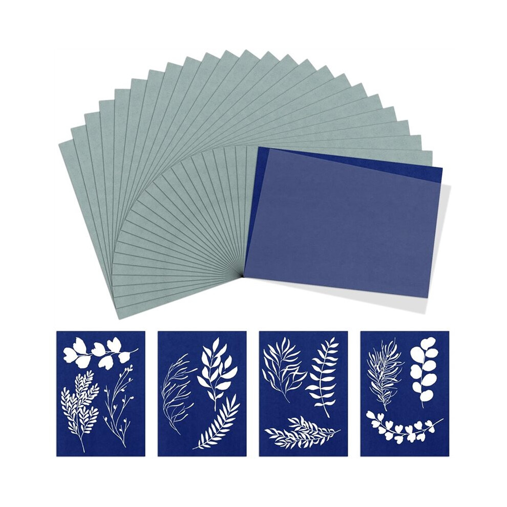 24 Sheets Cyanotype Paper Kit, Sun Print Paper with 20 Leaves and ...