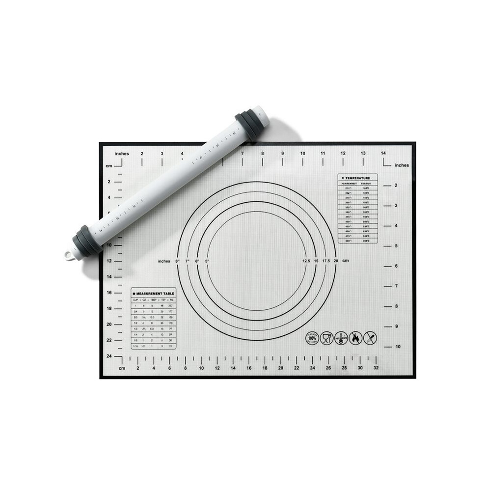 Silicone Baking Mat, Non-Slip Pastry Mat with Rolling Out Dough, Making ...