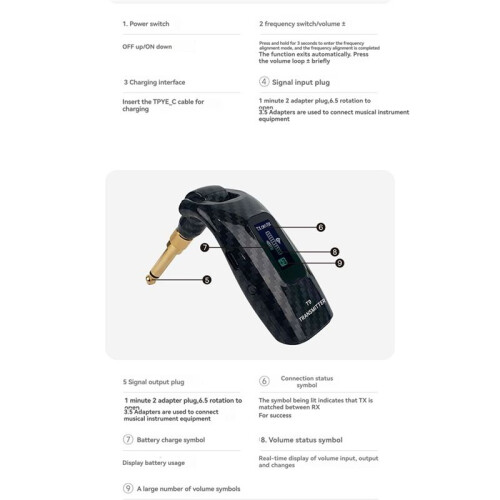 Émetteur-Récepteur Sans Fil pour Guitare Électrique T9, Émetteur ...