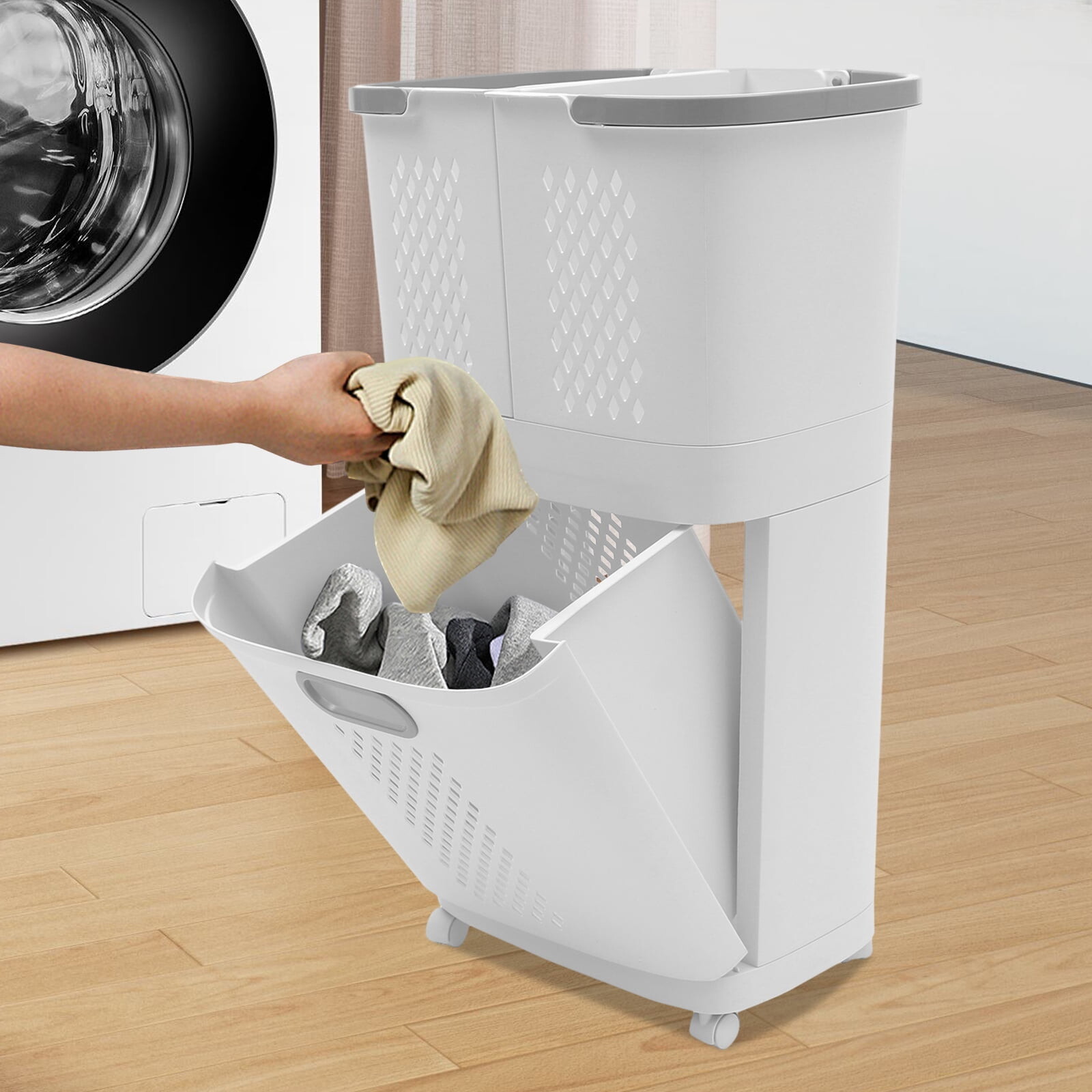2-lagiger vertikaler Wäschekorb aus PP on OnBuy