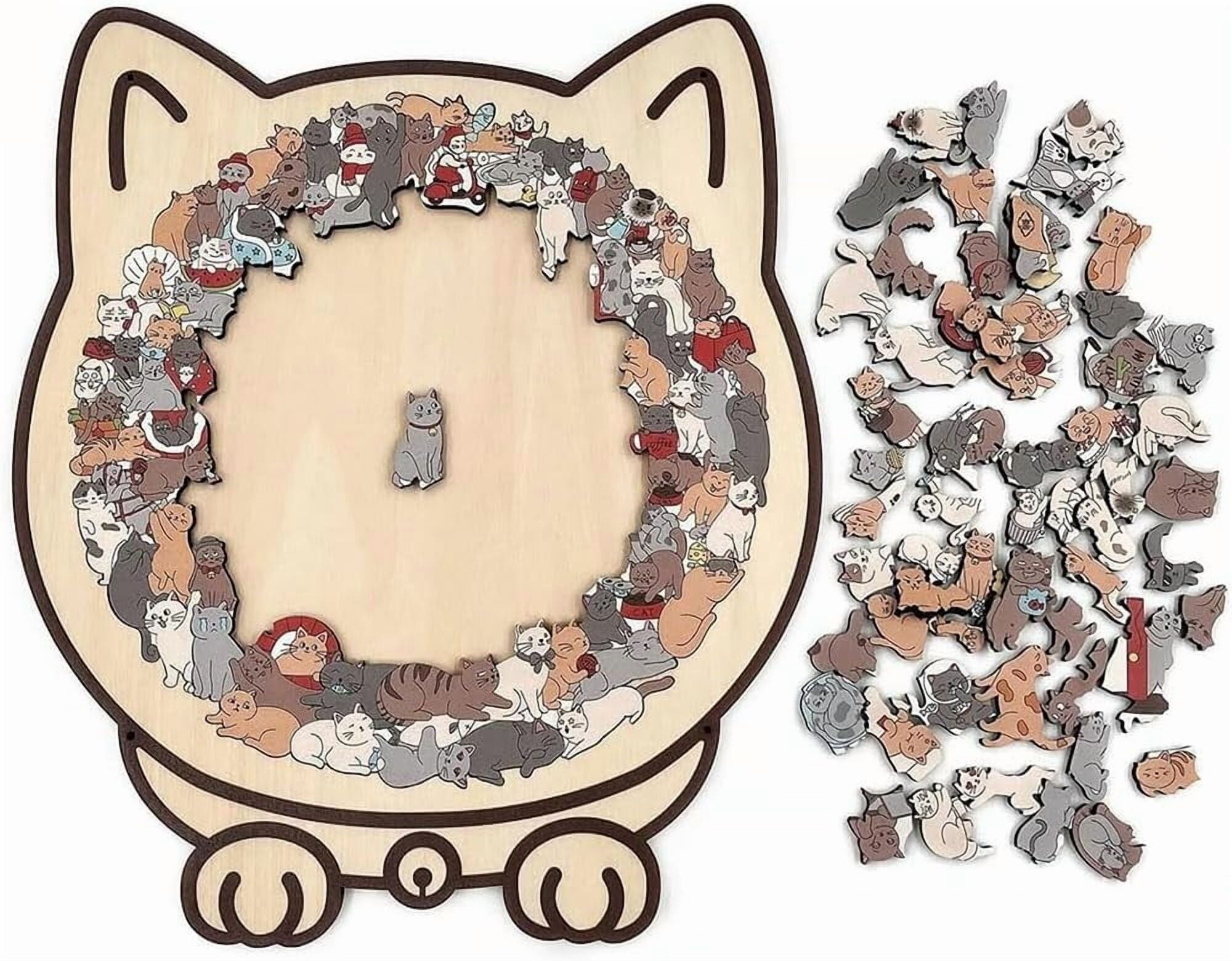Morandi Cat-Shaped Wooden Jigsaw Puzzle 135 Pieces on OnBuy