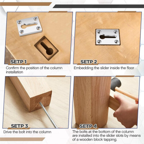 2 Sets Newel Post Fastener Newel Post Mounting Kit Wood Handrail ...