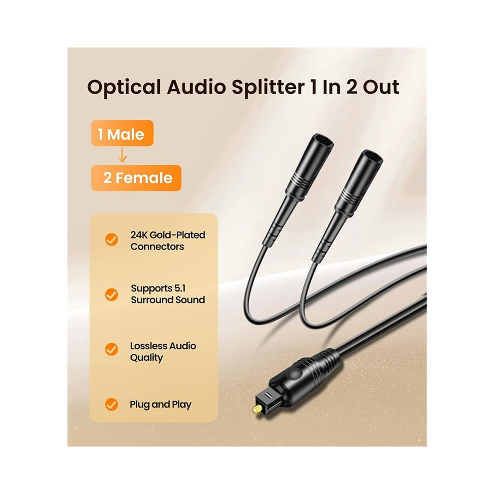 Optical Audio Cable Splitter 1 in 2 Out, Toslink Digital Fiber Audio ...