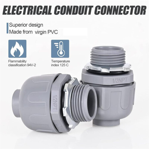 30 Pcs 1/2 Inch Liquid Tight Connector PVC Electrical Conduit Fittings ...