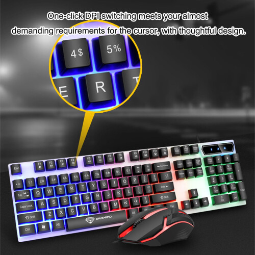 RGBs Illuminated Mechanical Keyboards Set USB Plugs Play 104Key Layout ...