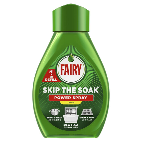 Fairy Skip the Soak Dish Spray Kit Lemon, Trigger + 4x500ml Refill. 100 ...