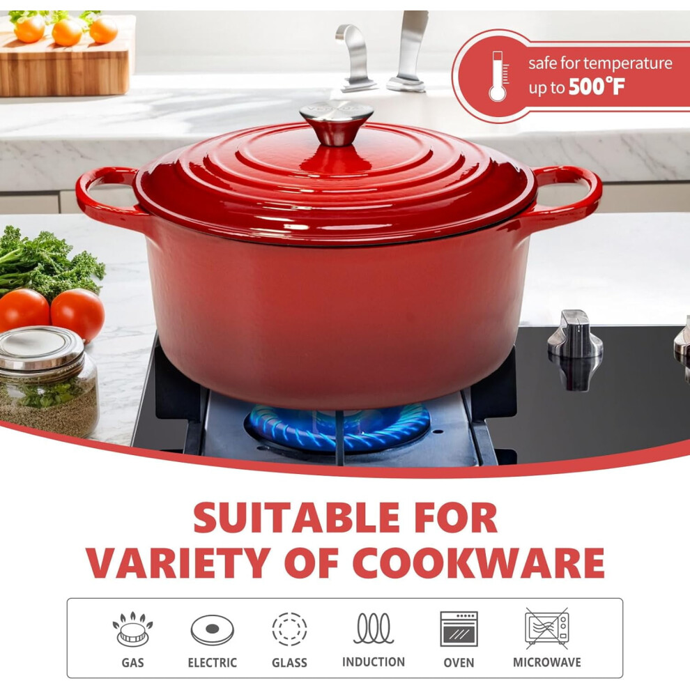 Cocotte en fonte émaillée rouge de 5,5 litres on OnBuy