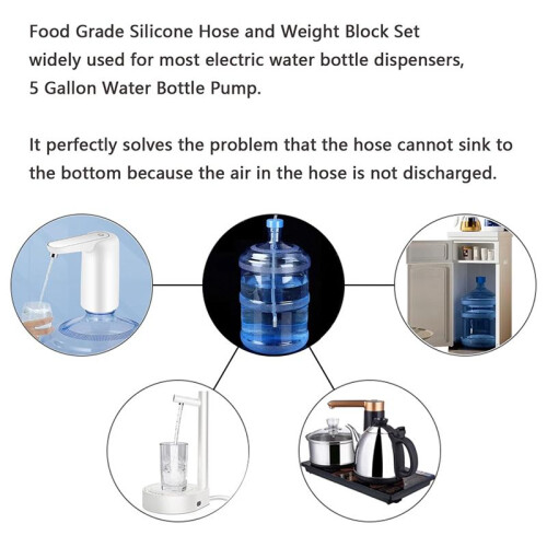 Silicone Water Pump Hose and Weight Block Set for 5 Gallon Water Bottle ...