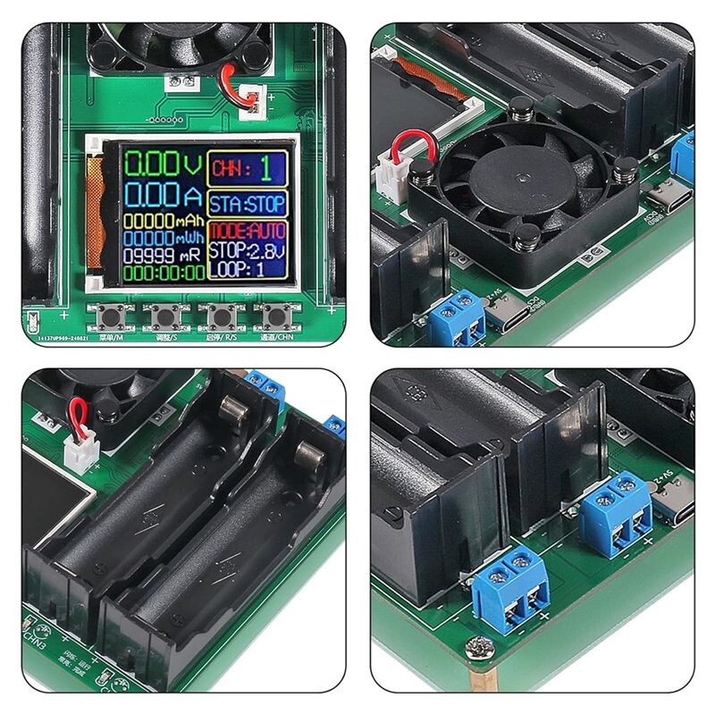 4 Channel 18650 Lithium Battery Capacity Tester Module MAh MWh Digital ...