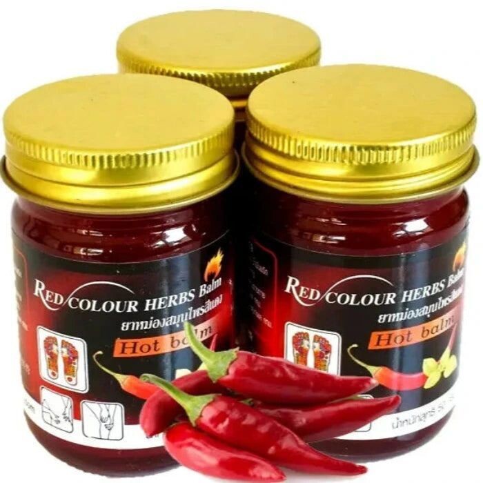 3 Thaise Massagebalsem met Rode Peper en Munt 50g, Spieren en ...