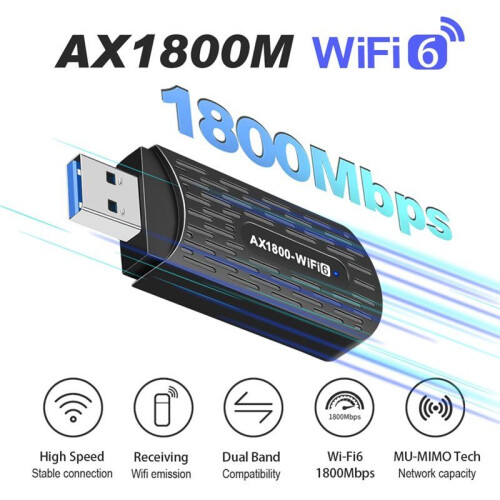 1800Mbps WiFi6 Adapter Card 2.4GHz 5GHz Dual Band AX1800 USB3.0 ...