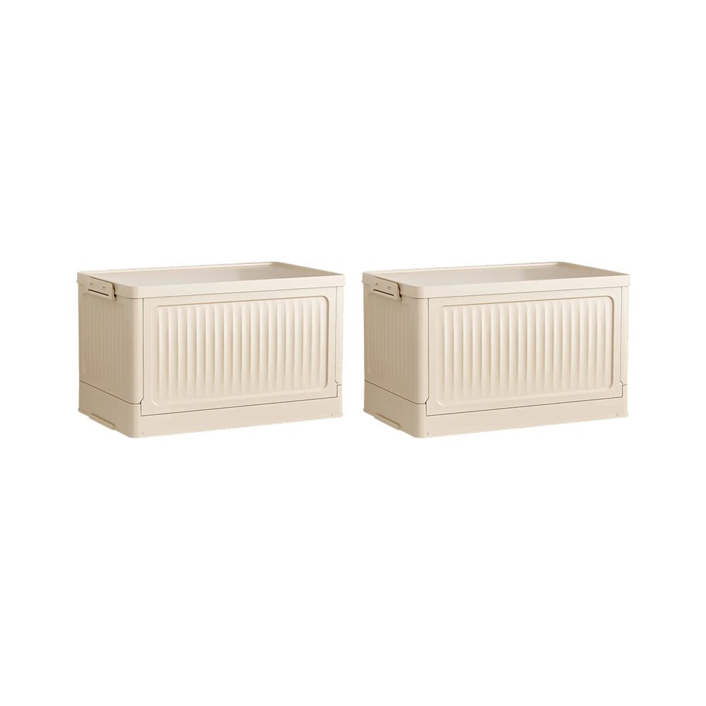2X Large Capacity Folding Storage Box with Pulley - Stackable Plastic ...