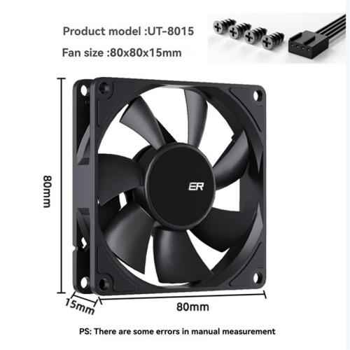 2X Computer Case Fan 80mm 4-Pin PWM High Airflow Ultra-Thin Cooling Fan ...