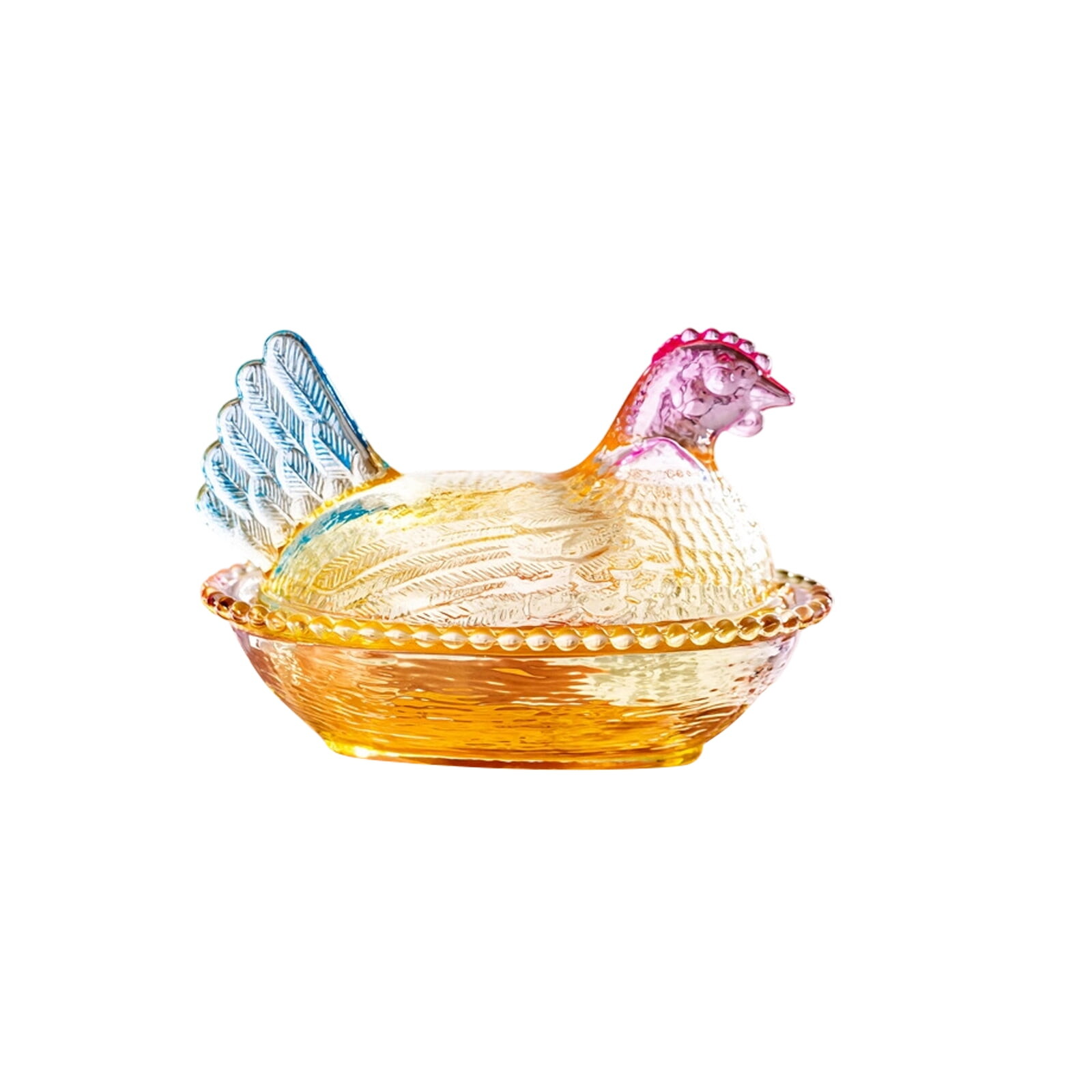Figuras de gallina en nido de cristal, tarro de cristal colorido para ...