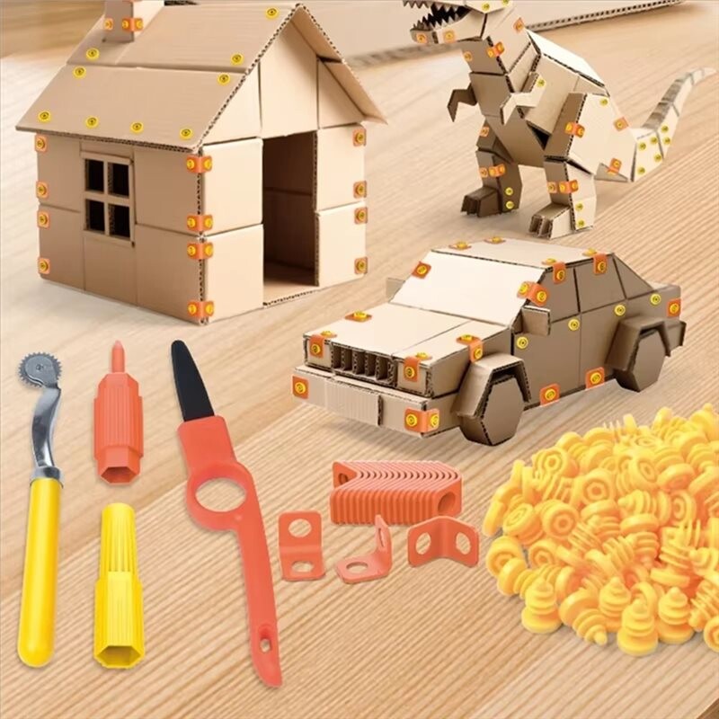 Children'S Educational Puzzle Toy Cardboard DIY Screw Set, Manual ...