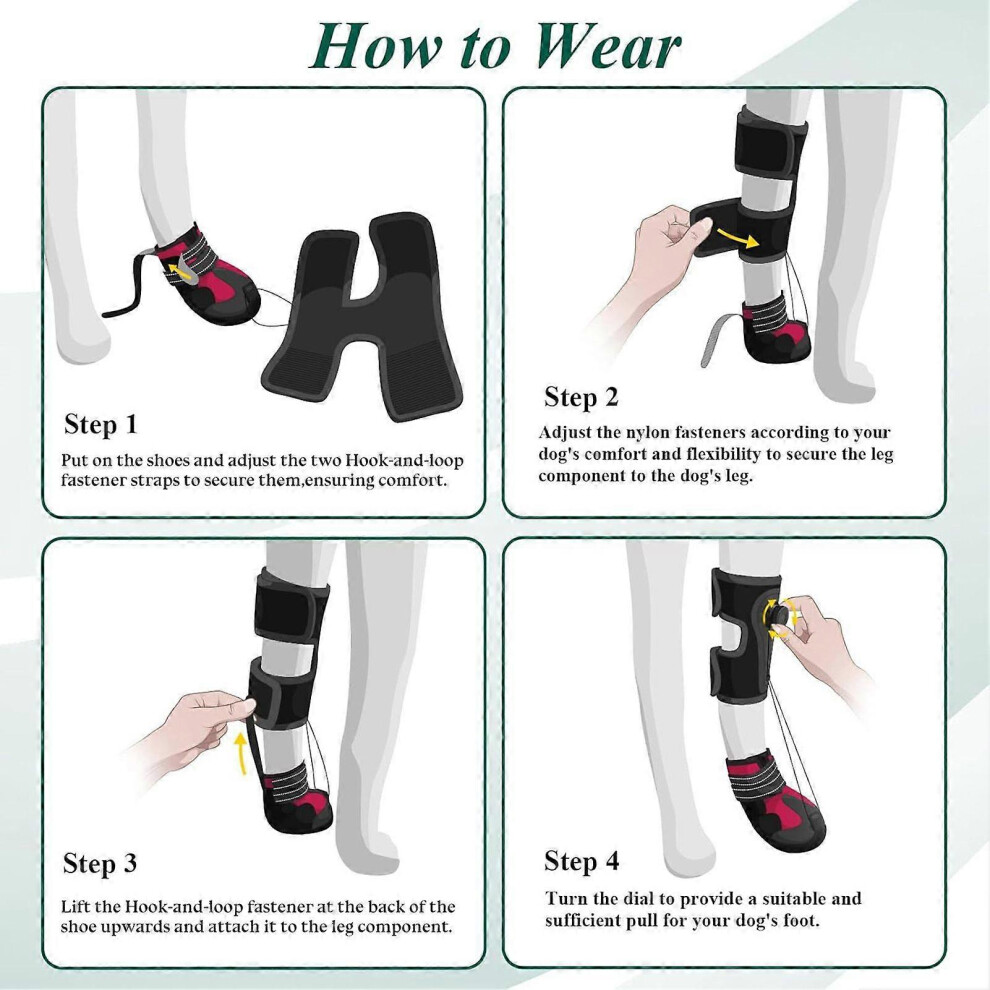 (S, Black Red) Drops Foot Brace No Knuckling Boot Brace for Dog ...