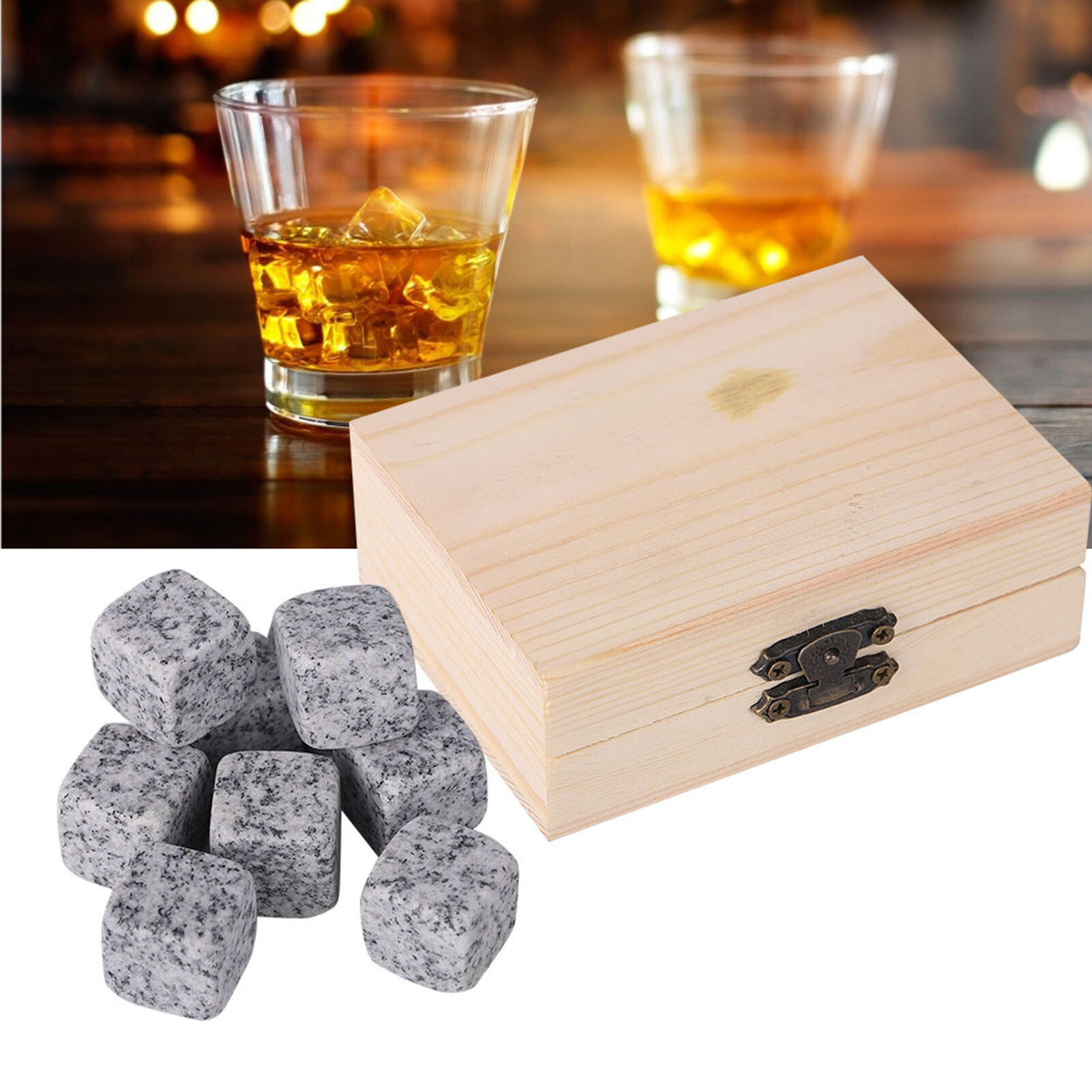 Reusable Cooling Stones Whiskey Stone Gift Set Natural Granite Chill ...