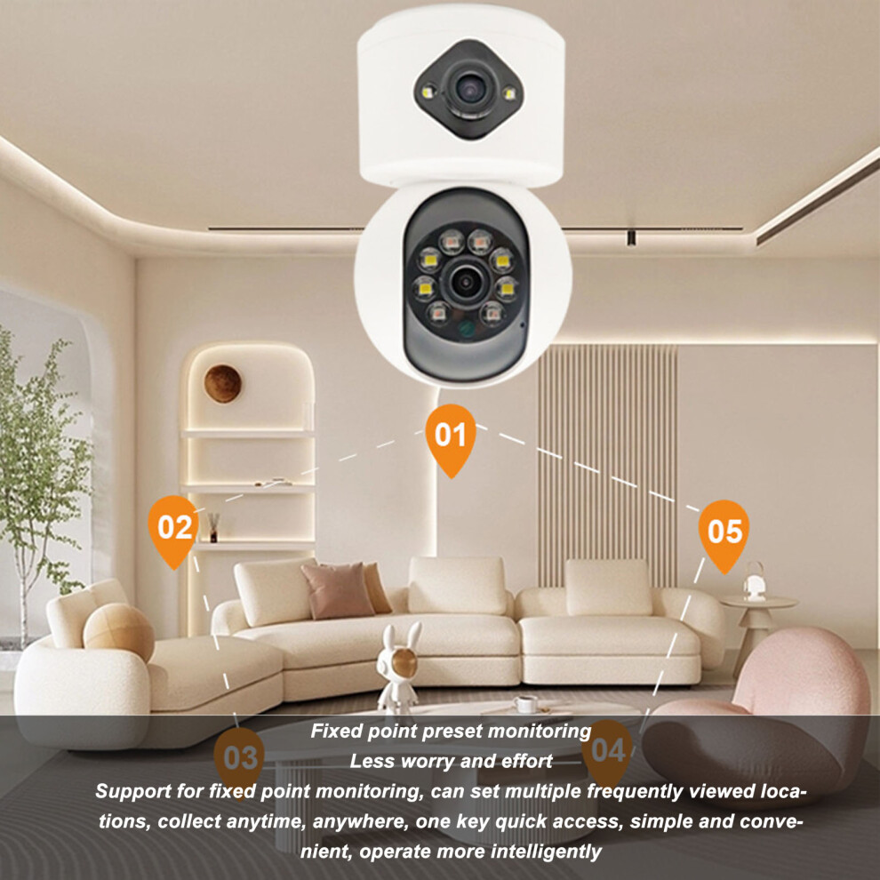 Dual Lens 4MP WiFi Security Camera with Night Vision & 128G Support on ...
