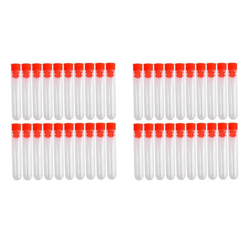40 Pcs Non-Completed Plastic Test Tubes Lab Test Tool with Screw Cap ...