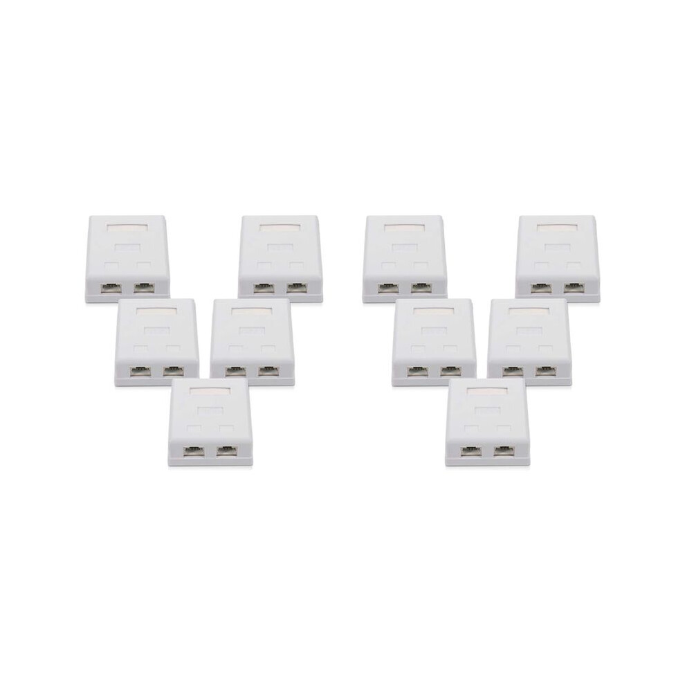 10X RJ45 Network Socket - Shielded Surface Mounted Double Wall Socket ...