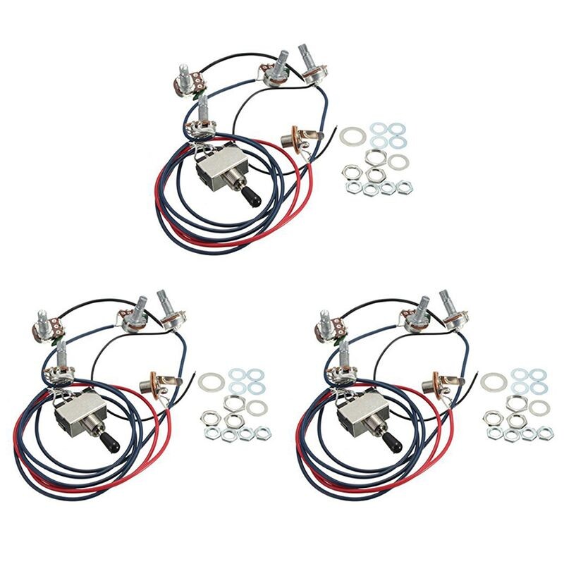 3X Lp Electric Guitar Pickups Wiring Harness Kit 2T2V 500K Pots 3 Way ...