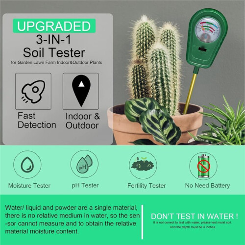 Soil Test Kit, Soil Moisture Meter/Soil Ph Meter/Fertility Soil Tester ...