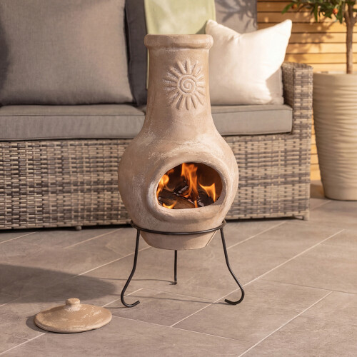 Charles Bentley Outdoor Medium Natural Clay Chiminea Patio Heater on OnBuy