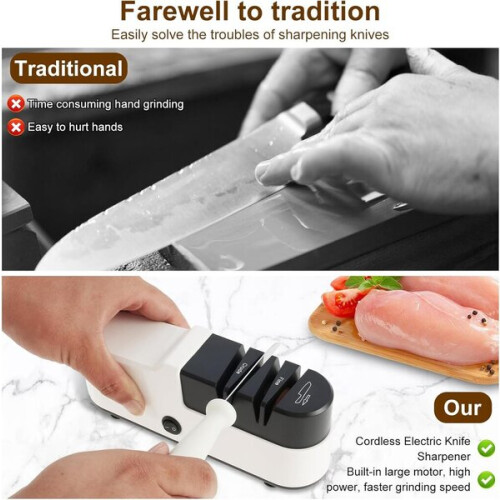 Electric Knife Sharpener Cordless, Reusable 2-Stage Sharpening System ...