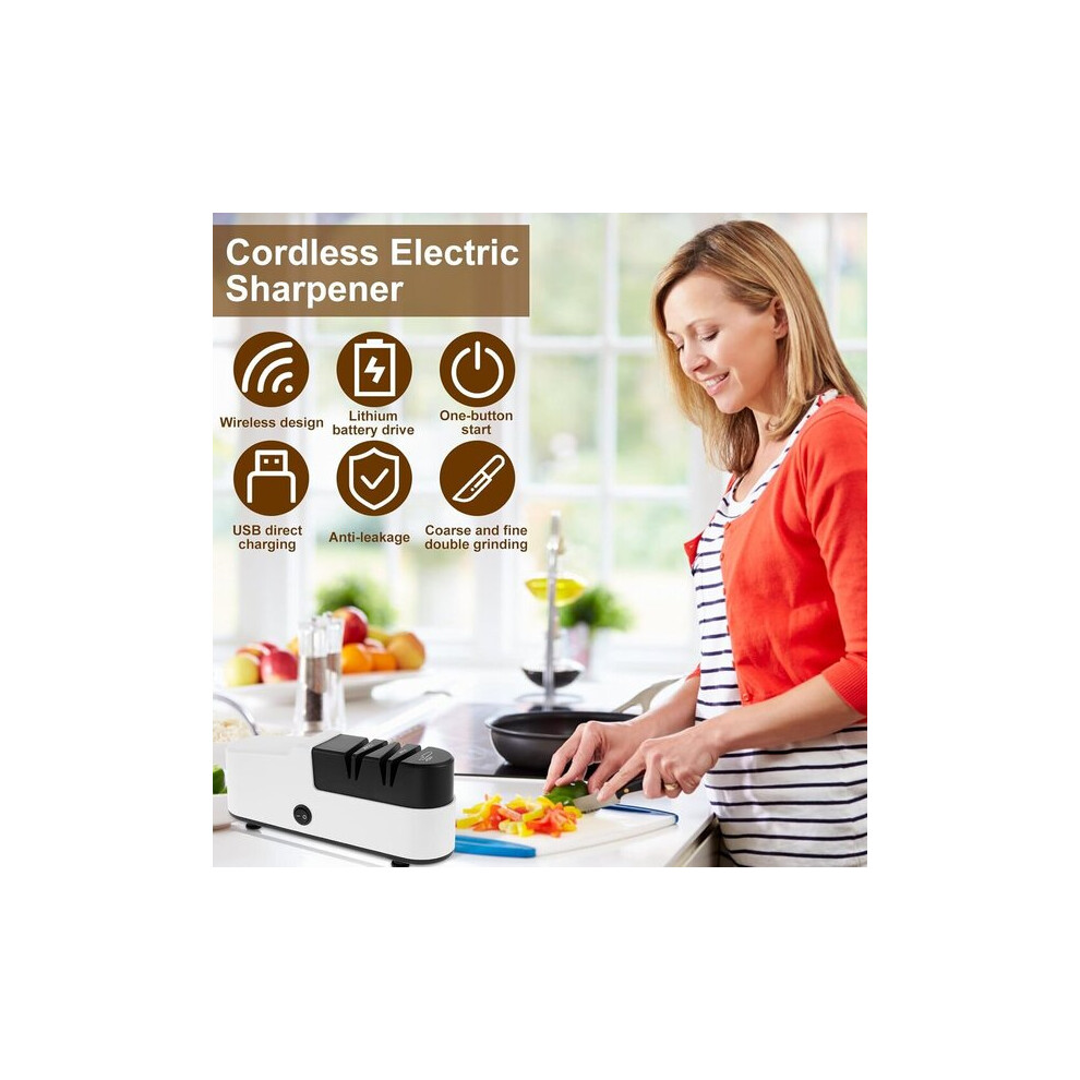 Electric Knife Sharpener Cordless, Reusable 2-Stage Sharpening System ...