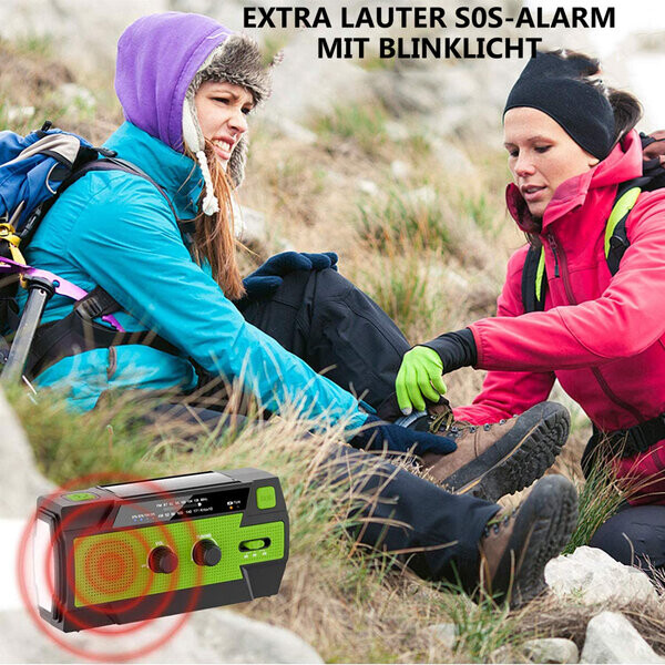 Notfall-Solarradio mit Handy-Ladefunktion, Bewegungsmelderlampe ...