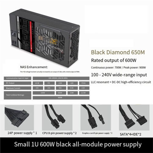 Flex 600W Modular Power Supply Small 1U Computer PSU Flex-ATX 600W for ...