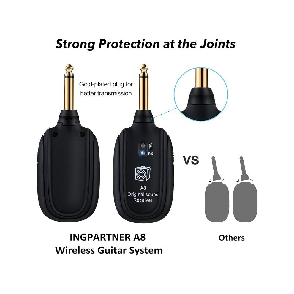 2X A8 Wireless Guitar System Rechargeable UHF Audio Wireless ...