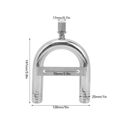 RV Yacht Toilet 25mm Stainless Steel Vent Loop Valve Anti Siphon 316 SS ...