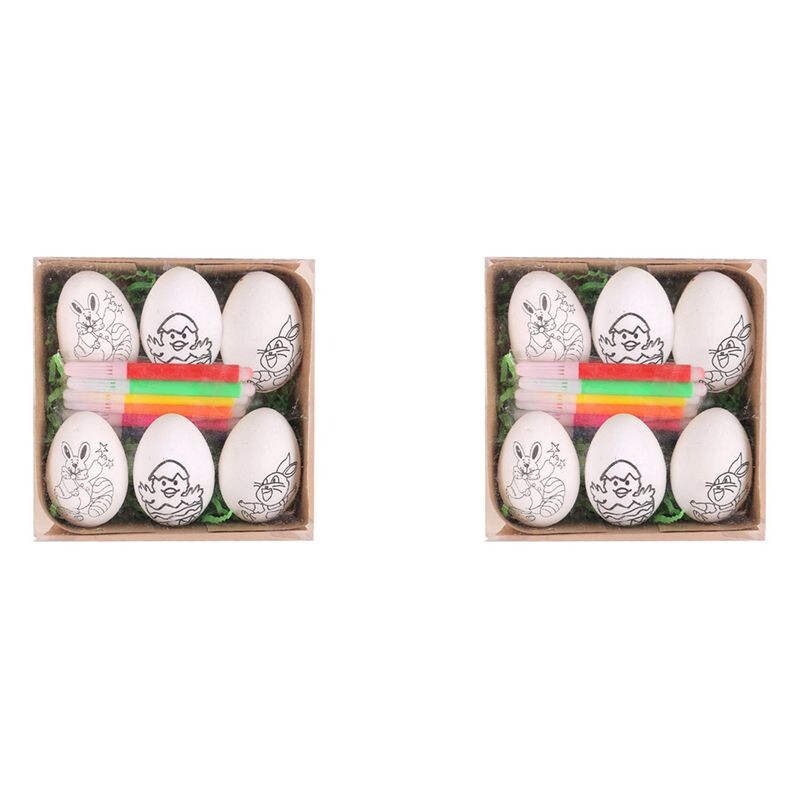 12 Pièces Oeufs de Pâques Bricolage Peints à la Main 2024 Oeufs de ...