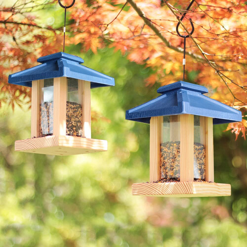 DIY Bird Feeder Kit Set of 2 Pavilion Style Cedar Wood with Green Roof ...